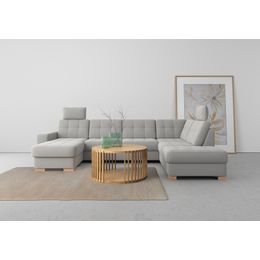 Sit & More Wohnlandschaft SIT & MORE "Quincy U-Form", silber, B:312cm H:82cm T:213cm, Sofas, Wohnlandschaft, wahlweise mit Bettfunktion und Bettkasten
