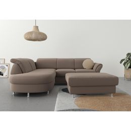 Sit & More Ecksofa SIT & MORE "Apulia L-Form", grau (taupe), B:250cm H:78cm T:212cm, Webstoff (100% Polyester);Struktur weich (90% Polyester, 10% Polyamid);Luxus-Micofaser Euphoria (100% Polyester);Samtoptik (100% Polyester), Sofas, Ecksofa, wahlweise Bettfunktion, Bettkasten und Kopf- und Armteilverstellung