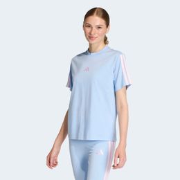 T-Shirt adidas Sportswear "W 3S SJ T B", Damen, Gr. XL, glow blau, clear pink, Obermaterial: 100% Baumwolle, normal, Rundhals, Shirts T-Shirt, klassische 3-Streifen an den &Auml;rmeln, ohne Verschluss