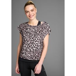 Funktionsshirt FAYN SPORTS, Damen, Gr. 56/58, aop animal_schwarz, Single Jersey, Obermaterial: 92% Polyester, 8% Elasthan, bedruckt, bequem, Rundhals, angeschnitten, Shirts Funktionsshirt, mit coolem Print und Top auch in gro&szlig;en Gr&ouml;&szlig;en