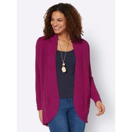 Strickjacke Casual Looks, Damen, Gr. 46, pink (magenta), 50% Baumwolle, 50% Polyacryl, unifarben, Strickjacken Strickjacke