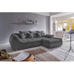 Ecksofa Home Affaire "Imola, bequem, aktuelle Steppung im Sitz, L-Form, Breite 270cm", grau (anthrazit), B:270cm H:90cm T:170cm, Microfaser PRIMABELLE (100% Polyester) / Struktur (82% Polyester, 9% Viscose, 7% Baumwolle, 2% Nylon);Kunstleder SOFTLUX / Struktur (82% Polyester, 9% Viscose, 7% Baumwolle, 2% Nylon), Sofas, Ecksofa, wahlweise mit Bettfunktion