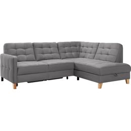 Ecksofa exxpo - SOFA FASHION "Elio, kompakt & bequem, zeitloses Design, Breite 228cm, L-Form", grau (delphin), B:228cm H:84cm T:174cm, Sofas, Ecksofa, wahlweise mit Bettfunktion und Bettkasten