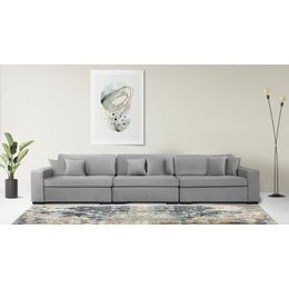 3-Sitzer Home Affaire "Skara", grau, B:310cm H:86cm T:100cm, 100% Polyester, Sofas, 3-Sitzer, Lounge-Sofa mit Federkernpolsterung, in vielen Bezugsvarianten