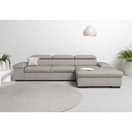 Ecksofa Home Affaire "Alberto L-Form", grau (hellgrau), B:286cm H:73cm T:174cm, Luxus-Microfaser Lederoptik (100% Polyester);Luxus-Microfaser ALTARA NUBUCK (100% Polyester);Luxus-Microfaser weich (90% Polyester, 10% Polyamid);Microfaser Antiklederoptik, Sofas, Ecksofa, mit Kopfteilverstellung, wahlweise mit Bettfunktion