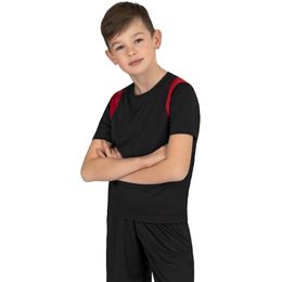T-Shirt TRIGEMA "TRIGEMA Sport T-Shirt mit Netzeins&auml;tzen", Jungen, Gr. 128, schwarz, Interlock, 100% Polyester, Rundhals, Shirts T-Shirt