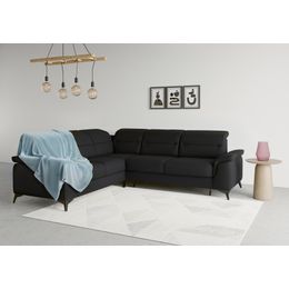Sit & More Ecksofa SIT & MORE "Sinatra L-Form", schwarz, B:251cm H:85cm T:231cm, 98% Polyester, 2% Polyamid, Sofas, Ecksofa, optinal mit Kopfteilverstellung und Armteilfunktion, Metallf&uuml;&szlig;e