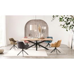 Esstisch Home Affaire "Hudson", beige (natur, schwarz), B:260cm H:77cm T:100cm, Tische, Esstisch, erweiterbar durch Ansteckplatte Hudson