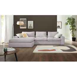 Ecksofa Alina "Sandy", grau (platingrau gct 49), B:326cm T:180cm, Cord GCT (92% Polyester, 8% Nylon), Sofas, Ecksofa, mit Recamiere, in modernem Cordstoff