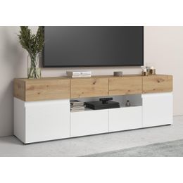 Lowboard Home Affaire "Rimini", braun (alpinwei&szlig;, artisan eiche), B:179,8cm H:59,2cm T:40cm, Holzwerkstoff, Sideboards, Lowboard, Breite 180 cm