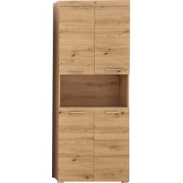 Hochschrank Welltime "Avena", braun (asteichefarben), B:73cm H:190cm T:31cm, Schr&auml;nke, Hochschrank, Badschrank 4-t&uuml;rig mit o. Fach und 4 Einlegeb&ouml;den - B/T/H 73/31/190 cm