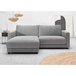 Ecksofa Home Affaire "Ecksofa Jiro, L-Form, gro&szlig;e Sitztiefe, Breite 226 cm", platin, B:226cm H:85cm T:190cm, 100% Polyester, Sofas, Ecksofa, lose Sitz- & R&uuml;ckenkissen, weicher Polsteraufbau, komfortabel & modern