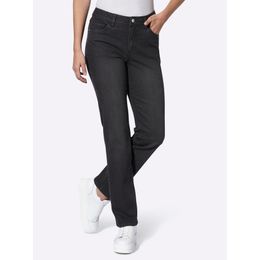 5-Pocket-Jeans Casual Looks, Damen, Gr. 54, Normalgr&ouml;&szlig;en, schwarz (schwarz, denim), 99% Baumwolle, 1% Elasthan, unifarben, lang, Jeans 5-Pocket-Jeans