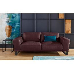 2,5-Sitzer W.Schillig "montanaa", braun (mocca z69), B:212cm H:78cm T:94cm, Sofas, 2 5-Sitzer, mit Metallkufen in Schwarz pulverbeschichtet, Breite 212 cm