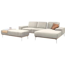 Ecksofa W.Schillig "run, Designsofa mit tollem Sitzkomfort, L-Form", wei&szlig; (cream wei&szlig; z73), B:279cm H:88cm T:178cm, Longlife Xtra-Leder Z73: Naturwalkleder der Luxusklasse aus den erlesensten Rohh&auml;uten. Hautst&auml;rke 1, 1 &ndash; 1, 3 mm;ROHLEDER Jacquard-Flachgewebe Q2 W60 (63% Polyester, 37% Polyacryl);ROHLEDER Chenille-Flachgewebe Q2 W77 (68% Polyacryl, 32% Polyester);Stoff S37 (100% Polyester), Sofas, 