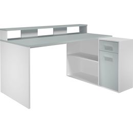 Schreibtisch Inosign "Chester", wei&szlig; (lichtgrau, wei&szlig;, wei&szlig;, lichtgrau), B:160cm H:92cm T:115cm, Tische, Schreibtisch, Gamingtisch mit Lowboard - Arbeitstisch Ma&szlig;e (B/T/H) 160/115/92 cm
