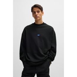 Sweatshirt HUGO BLUE "Nedro", Herren, Gr. L, schwarz (schwarz001), Sweatware, Obermaterial: 100% Baumwolle, unifarben, regular fit normal, Rundhals, B&uuml;ndchen, Sweatshirts Sweatshirt, Rundhalsausschnitt, Regular Fit, Logo-Patch