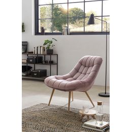 Relaxsessel Salesfever "Toulon - Komfortabler Loungesessel", rosa (rosa, holzfarben), B:76cm H:85cm T:85,6cm, Sessel, Relaxsessel, mit XXL-Steppung, mit schwarzen oder naturfarbenen Beinen