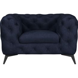 Chesterfield-Sessel Home Affaire "Glynis Sessel", blau (deep ocean), B:125cm H:75cm T:97cm, Struktur (100% Polyester);Samtoptik (100% Polyester), Sessel, Chesterfield-Sessel, aufw&auml;ndige Knopfheftung, moderne Chesterfield Optik, Fu&szlig;farbe w&auml;hlbar
