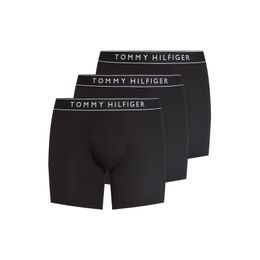 Boxer "3P BOXER BRIEF DTM", Herren, Gr. S (48), 3 Stk., schwarz (blk, blk, blk), Jersey, Obermaterial: 95% Baumwolle, 5% Elasthan, Tommy Hilfiger Underwear, unifarben, k&ouml;rpernah, Unterhosen Boxer, mit Logobund