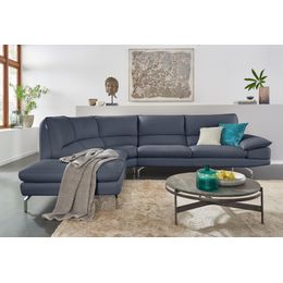 Ecksofa Calia italia "Dave, italienisches Designsofa L-Form, erstklassiger Sitzkomfort", blau (dunkelblau), B:297cm H:87cm T:97cm, Leder BULL - 100% Leder;Leder SORRRENTO - 100% Leder, Sofas, Ecksofa, Ottomane wahlweise links oder rechts, in zwei tollen Lederqualit&auml;ten