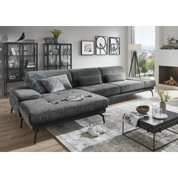 Ecksofa DIE PLANBAR "MP-IN20126 L-Form mit Federkern-Polsterung", grau (anthrazit), B:328cm H:82cm T:190cm, 100% Polyester, Sofas, Ecksofa, mit Kopfteilverstellung, optional Sitztiefen- & Armteilverstellung