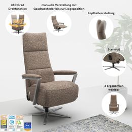 Sit & More TV-Sessel SIT & MORE "Vario Comfort, inkl. Kopfteilverstellung & 360 Drehfunktion", beige (creme), B:70cm H:124cm T:85cm, 100% Polyester, Sessel, TV-Sessel, mit Gasdruck, H&ouml;he der Armelehnen 60cm