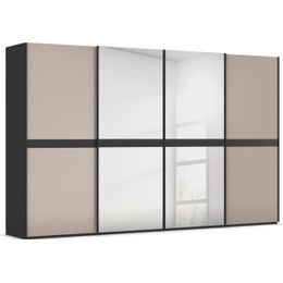 Schwebet&uuml;renschrank Rauch "Kleiderschrank Schrank Garderobe Schlafzimmerschrank SCALE-LINE", beige (schwarz, glas fango), B:360cm H:223cm T:68cm, Holzwerkstoff, Schr&auml;nke, Schwebet&uuml;renschrank, edle Optik mit Bauchbinde mit Glas/Spiegel-Front MADE IN GERMANY