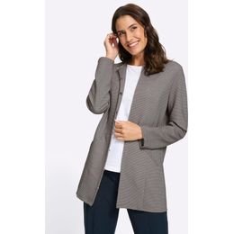 Shirtjacke Inspirationen "Shirtjacke", Damen, Gr. 54, grau, 78% Polyester, 14% Viskose, 8% Elasthan, unifarben, Rundhals, Shirts Shirtjacke