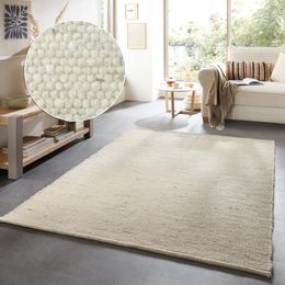 Wollteppich OTTO HOME "Greith", beige (natural), B:160cm H:12mm L:230cm, Schurwolle, Teppiche, Wollteppich, Wendeteppich, meliert, reine Wolle, handgewebt, Scandi, Wohnzimmer