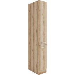 Apothekerschrank Optifit "Bella", beige (wildeiche, wildeiche, anthrazit), B:30cm H:206,8cm T:60cm, Holzwerkstoff, Schr&auml;nke, Apothekerschrank, Breite 30 cm, H&ouml;he 206,8 cm, 2 Ausz&uuml;ge