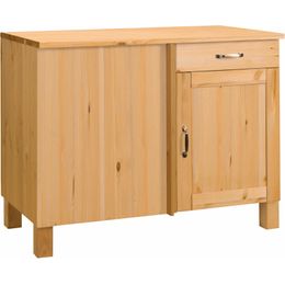 Eckunterschrank Home Affaire "Alby", beige (natur gebeizt, gewachst), B:110cm H:85cm T:60cm, Schr&auml;nke, Eckunterschrank, Breite 110 cm, 1 T&uuml;r und 1 Schublade
