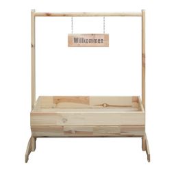 Pflanzk&uuml;bel Promadino "Willkommen", beige (natur), B:59cm H:73cm T:30cm, Holzwerkstoff, Pflanzgef&auml;&szlig;e, Pflanzk&uuml;bel