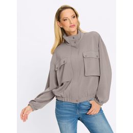 Shirtjacke Heine "Jersey-Jacke", Damen, Gr. 42, braun (taupe), 50% Modal, 44% Polyester, 6% Elasthan, unifarben, Shirts Shirtjacke