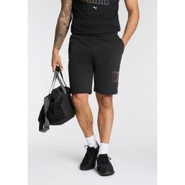Trainingsshorts Puma "ESS LOGO LAB EXECUTION SHORTS 10" TR", Herren, Gr. M, N-Gr, schwarz (Puma schwarz), Sweatware, Obermaterial: 68% Baumwolle, 32% Polyester, bedruckt, regular fit ca. Mitte Knie, Hosen Trainingsshorts, sportlicher Stil, mit Eingrifftaschen, aus Baumwolle und Polyester