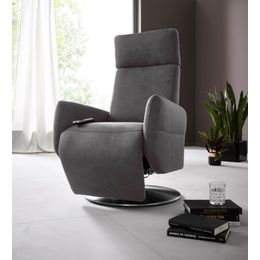Sit & More Relaxsessel SIT & MORE "Kobra", grau (anthrazit), B:71cm H:112cm T:82cm, Luxus-Kunstleder;NaturLEDER (echtes Rindsleder);Luxus-Microfaser (100% Polyester), Sessel, Relaxsessel, in Gr&ouml;&szlig;e L, wahlweise mit Motor und Aufstehhilfe