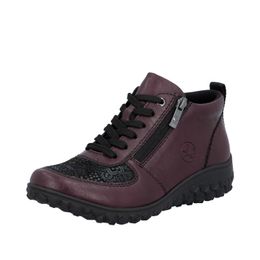 Sneakerboots Rieker, Damen, Gr. 41, lila (brombeere, schwarz), Lederimitat, Schuhe Sneakerboots, High Top Sneaker, Schn&uuml;rboots, Stiefelette mit weichem Schaftrand