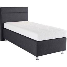 Boxspringbett, grau (strukturstoff anthrazit), ohne LED-Beleuchtung, Liegefl&auml;che B/L: 90cm x 200cm, H3, 5-Zonen-Tonnentaschen-Federkernmatratze, Bezug Unterbox und Kopfteil: Strukturstoff (77% Polyester und 23% Viskose);Bezug Obermatratze 100% Polyester, waschbar bis 60C, Westfalia Schlafkomfort, Komplettbetten, Boxspringbett, wahlweise mit LED-Beleuchtung