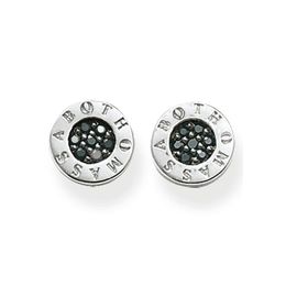 Paar Ohrstecker Thomas Sabo "Classic Pav&eacute; Schwarz, Classic Pav&eacute; Wei&szlig;", silber (silberfarben, schwarz, schwarz), Ohrringe, Damen, 9mm, Silber 925 (recycelt), Paar Ohrstecker, mit Zirkonia (synth.)