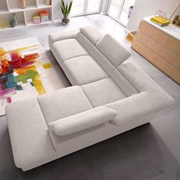 Sit & More Ecksofa SIT & MORE "Alcatraz L-Form", grau (grau, wei&szlig;), B:272cm H:94cm T:226cm, Struktur fein (97% Polyester, 3% Polyamid);Luxus-Microfaser ALTARA NUBUCK (95% Polyester, 5% Baumwolle);Struktur (100% Polyester), Sofas, Ecksofa, wahlweise mit Bettfunktion
