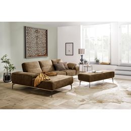 Ecksofa W.Schillig "run, Designsofa mit tollem Sitzkomfort, L-Form", braun (chocolate s37), B:299cm H:88cm T:178cm, Longlife Xtra-Leder Z73: Naturwalkleder der Luxusklasse aus den erlesensten Rohh&auml;uten. Hautst&auml;rke 1, 1 &ndash; 1, 3 mm;ROHLEDER Jacquard-Flachgewebe Q2 W60 (63% Polyester, 37% Polyacryl);ROHLEDER Chenille-Flachgewebe Q2 W77 (68% Polyacryl, 32% Polyester);Stoff S37 (100% Polyester), Sofas, 