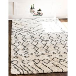 Hochflor-Teppich "Temara Shag, LAGERR&Auml;UMUNG", beige (elfenbeinfarben, grau), B:152cm H:51mm L:244cm, Polypropylen (PP), MyFlair M&Ouml;BEL & ACCESSOIRES, Teppiche, Hochflor-Teppich, gewebt, Scandi Design, ideal im Wohnzimmer & Schlafzimmer