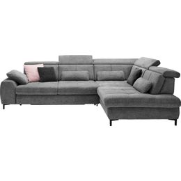 Ecksofa, grau (famosa anthrazit), SET ONE BY Musterring, Sofas, B/H/T: 317cm x 86cm x 220cm, Flachgewebe, Armlehne links, Sitztiefenverstellung,Kopfteilverstellung,Ohne Bettfunktion,Ohne Schubkasten, 100% Polyester, Ecksofa, Kaltschaumpolsterung, Flachgewebe, whlw. mit Funktionen, Sitzh&ouml;he 49, B:317cm H:86cm T:220cm