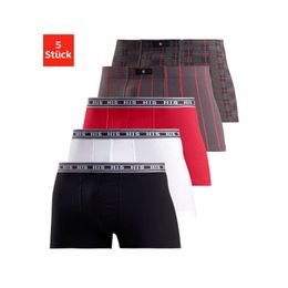 H.I.S. Boxer H.I.S "Boxershorts f&uuml;r Herren", Herren, Gr. XXL, 5 Stk., rot, Jersey, Obermaterial: 95% Baumwolle, 5% Elasthan, gestreift, kariert, unifarben, Unterhosen Boxer, aus Baumwoll-Stretch, Topseller