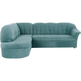 Ecksofa DOMO collection "Pegnitz, zeitlose und elegante R&uuml;ckensteppung, Breite 246cm, L-Form", blau (petrol), B:246cm H:82cm T:180cm, 95% Polyester, 5% Nylon, Sofas, Ecksofa, wahlweise mit Bettfunktion