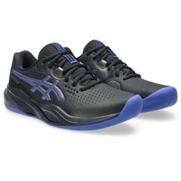 Tennisschuh asics "GEL-CHALLENGER 15 INDOOR", Herren, Gr. 44,5, schwarz (schwarz, schwarz cobalt), Synthetik, Schuhe Tennisschuh, f&uuml;r Teppichb&ouml;den