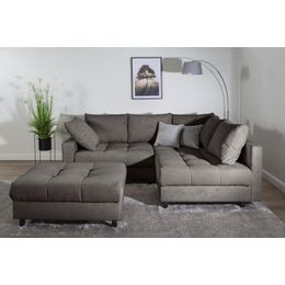 Ecksofa Collection AB "Toni L-Form, B: 215 cm", grau (anthrazit), B:215cm H:44cm T:184cm, 100%Polyester, Sofas, Ecksofa, mit Hocker & 2 Zierkissen, Federkern