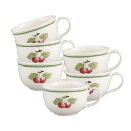 Villeroy & Boch Tasse VILLEROY & BOCH "Caf&eacute; au lait Obertassen French Garden 370 ml 6er Set wei&szlig;-bunt", bunt (wei&szlig;, bunt), Porzellan, Trinkgef&auml;&szlig;e, Tasse