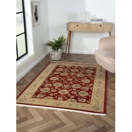 Teppich "Maryam 3", rot (weinrot, creme), B:140cm H:7,5mm L:200cm, Polypropylen (PP), MyFlair M&Ouml;BEL & ACCESSOIRES, Teppiche, Teppich, Kurzflor, Orient Optik, edler Glanz, besonders weich durch Microfaser