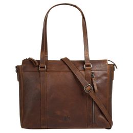 Shopper Bodenschatz, Damen, Gr. B/H/T: 33cm x 28cm x 7cm onesize, braun (cognac), Leder, leicht gl&auml;nzend, unifarben, Taschen Shopper, echt Leder